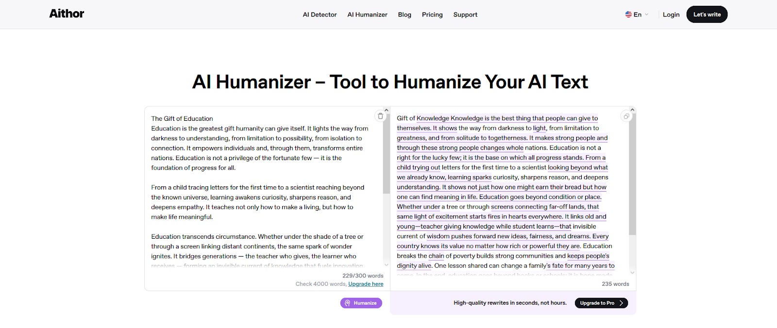 User | mammothtimes.com - Aithor.com Launches AI Humanizer Tool to Improve Natural Quality of AI ...